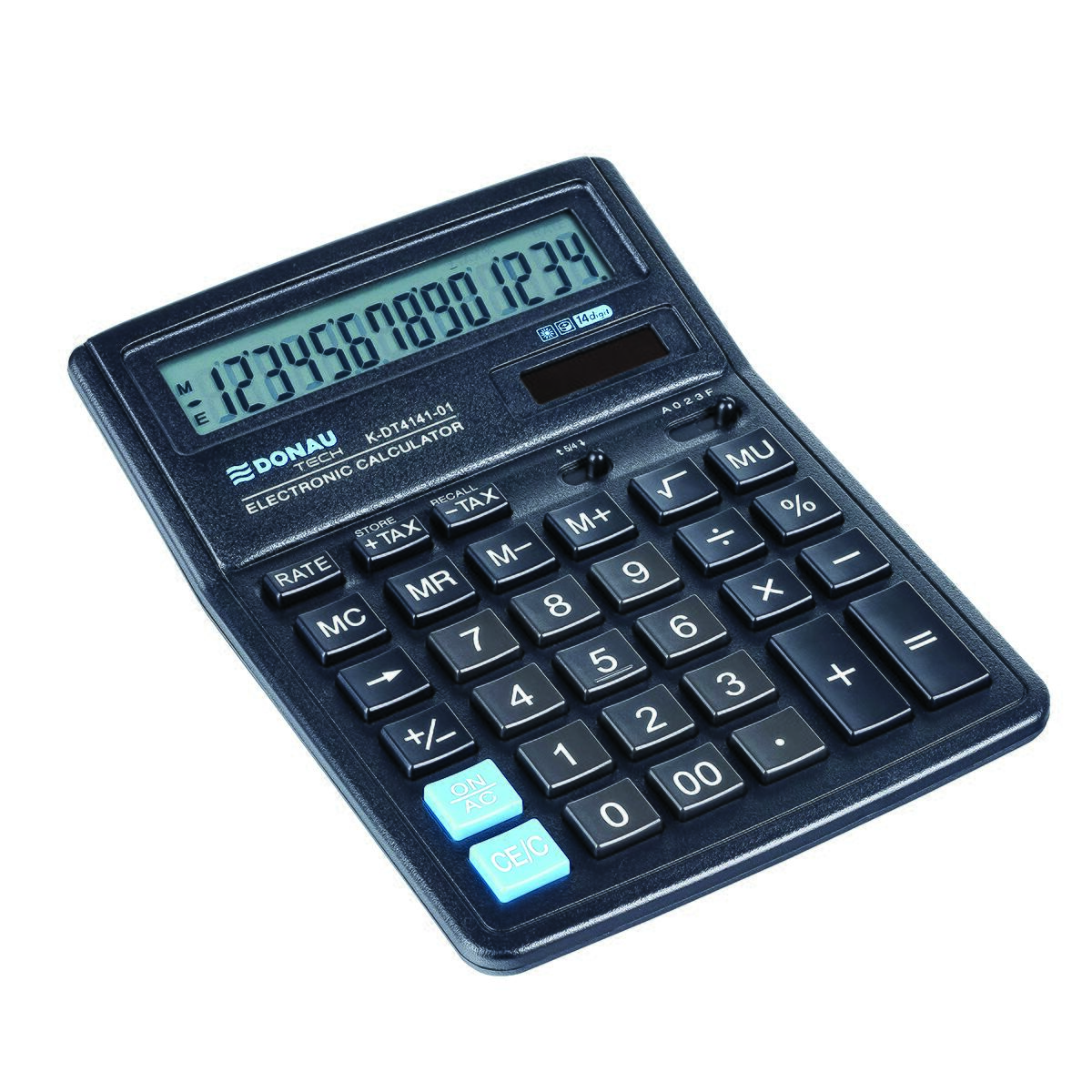 Calculator de birou DONAU TECH, solar, 14 cifre, afisaz inclinat ...