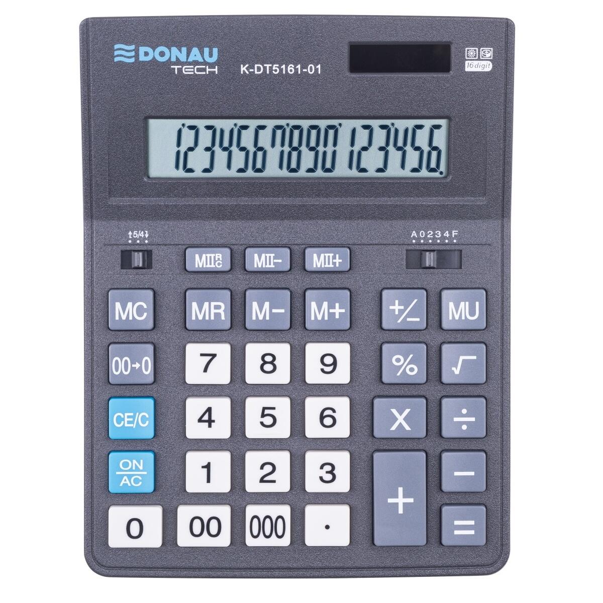 Calculator de birou DONAU TECH, solar, 16 cifre, afisaz inclinat, format mare, 201 x 155 x 35 mm ...