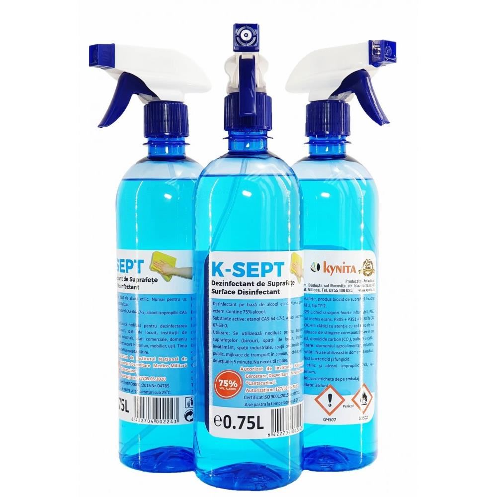 Dezinfectant pentru suprafete K-SEPT, alcool 75%, avizat MS, cu ...