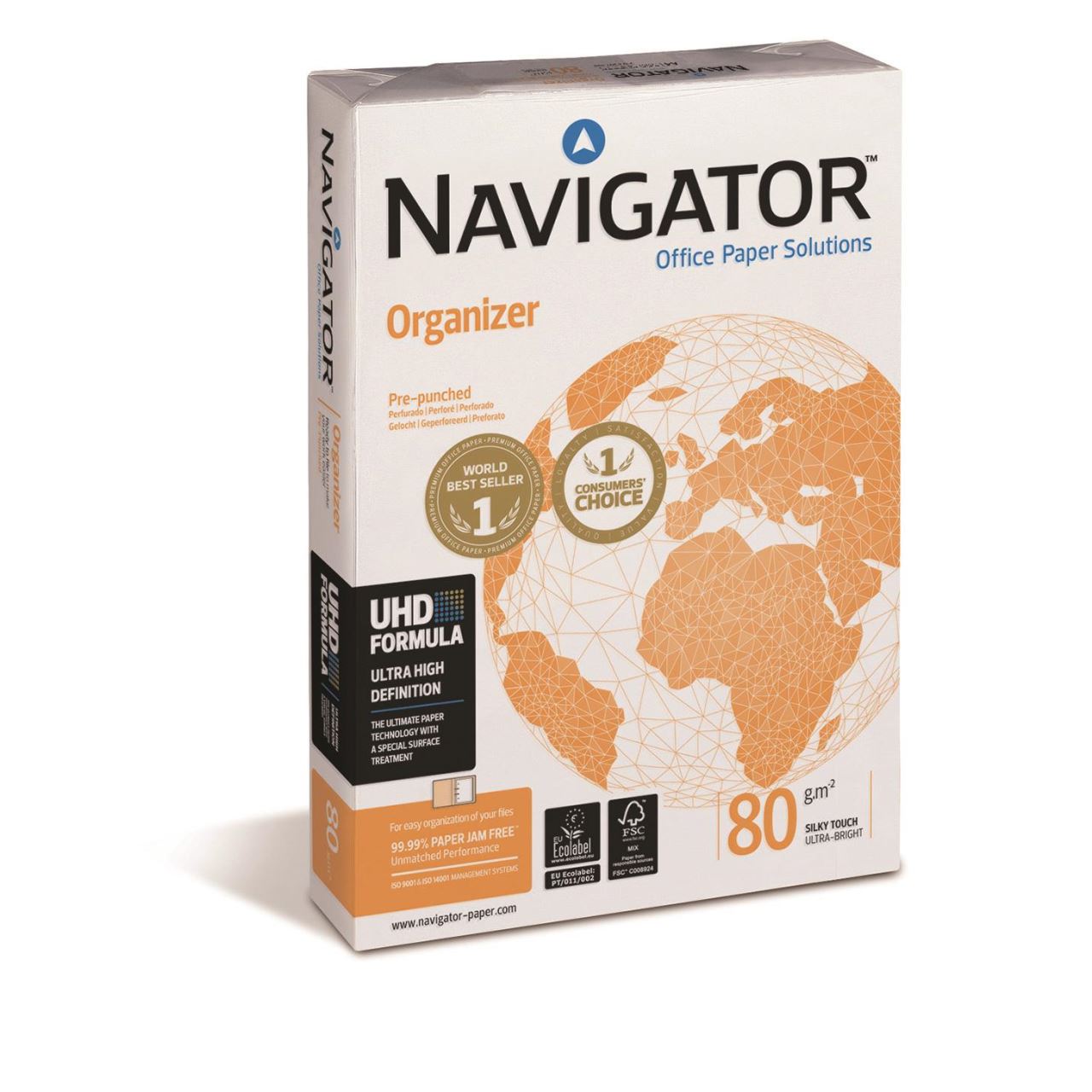 Hartie copiator NAVIGATOR Organizer cu 2 perforatii, A4, 80 gr, 500 ...