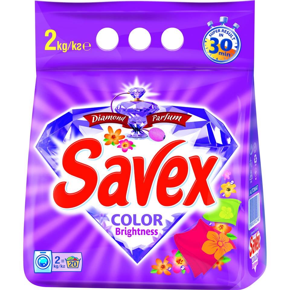 Detergent pudra Savex 2 kg, automat, Brightness, 20 spalari - OVM Paper