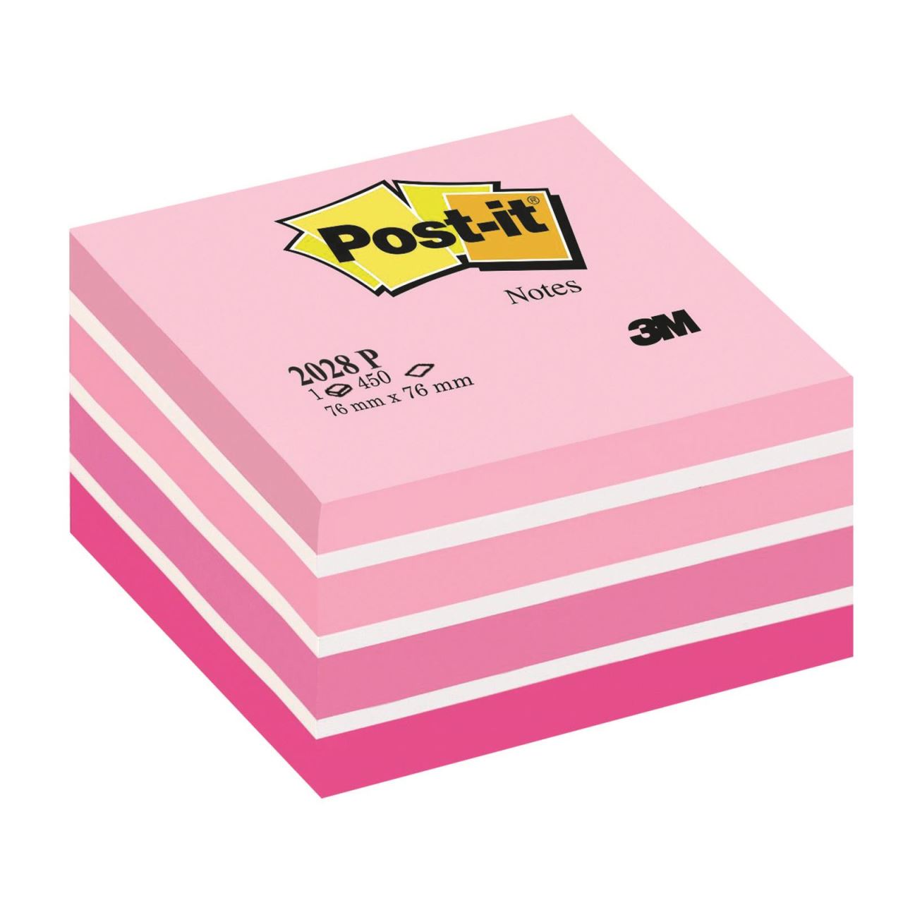 Cub notite adezive Post-it® (2028-P), 76 x 76 mm, 450 file, roz mixat ...
