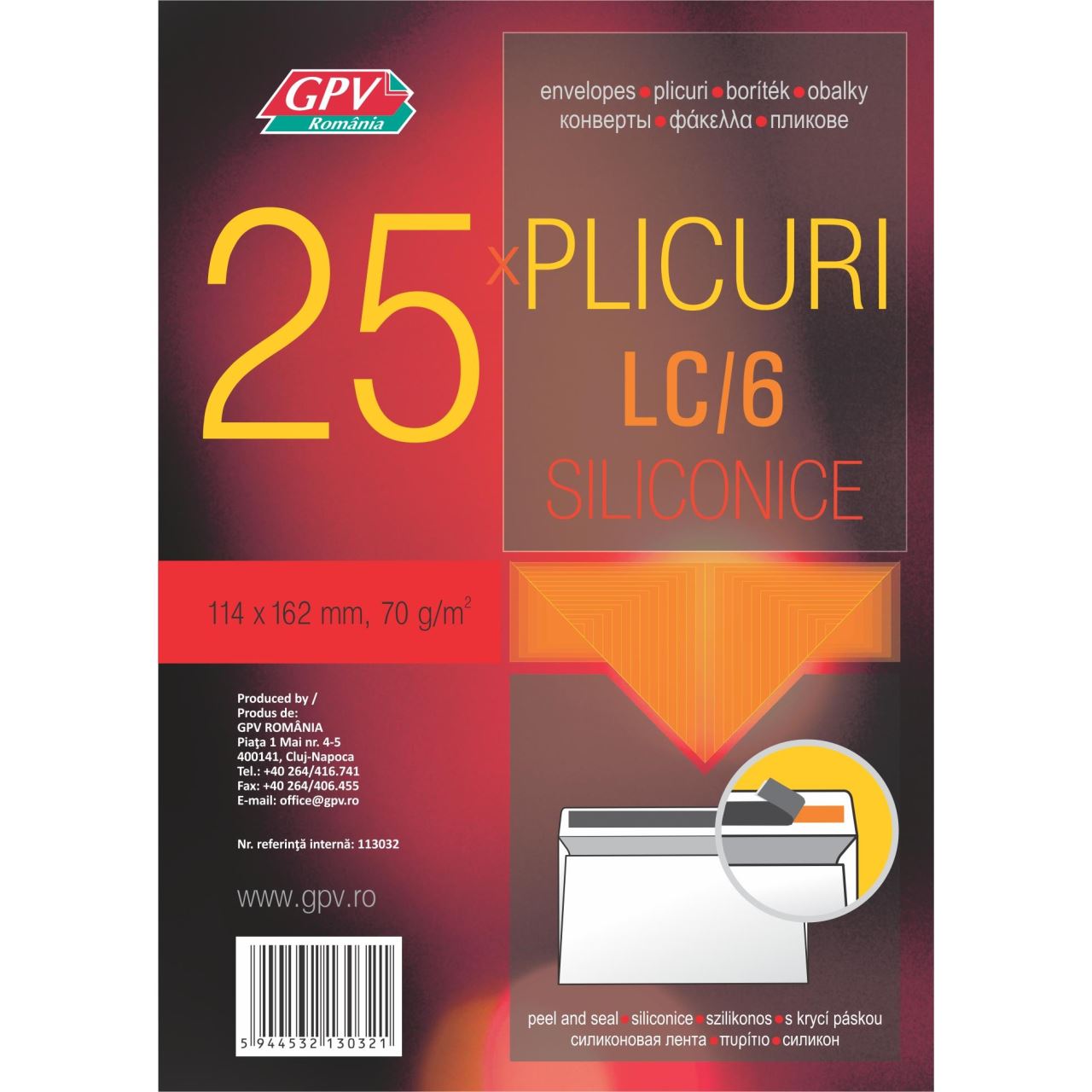 Plic pachet C6 (114 x 162 mm), alb, siliconic, 25 bucati - OVM Paper