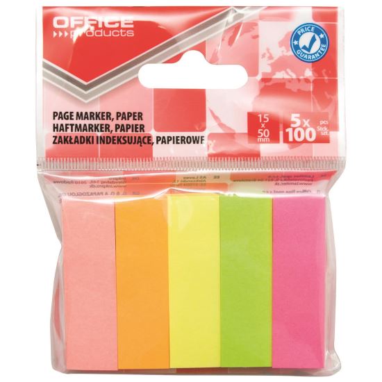 Page marker din hartie OFFICE Products, 15 x 50 mm, set 5 x 100 file ...